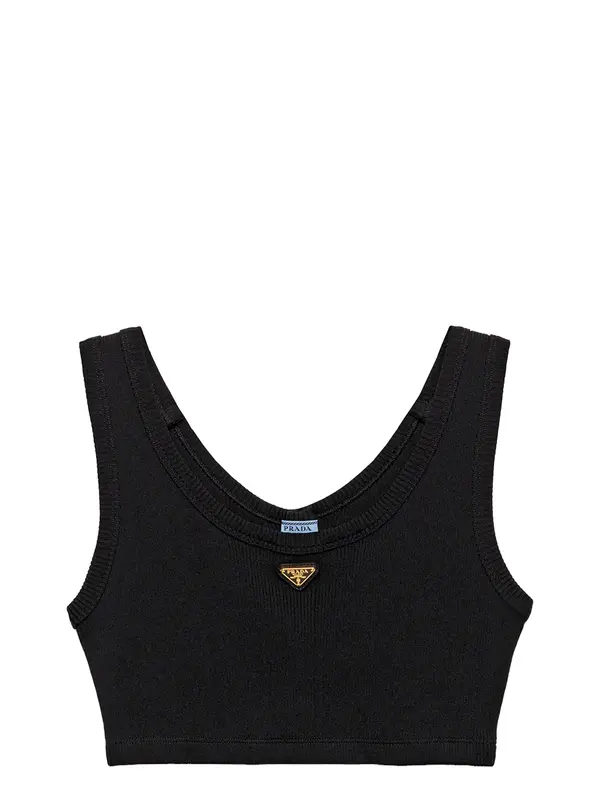 Prada Jersey Cropped Top - Black