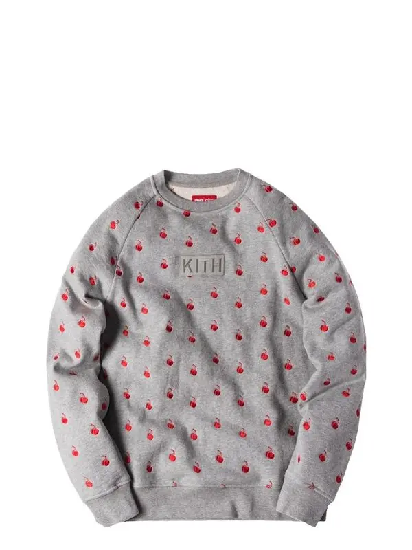 Kith Coca Cola Cherries Crewneck Sweatshirt - Heather Grey