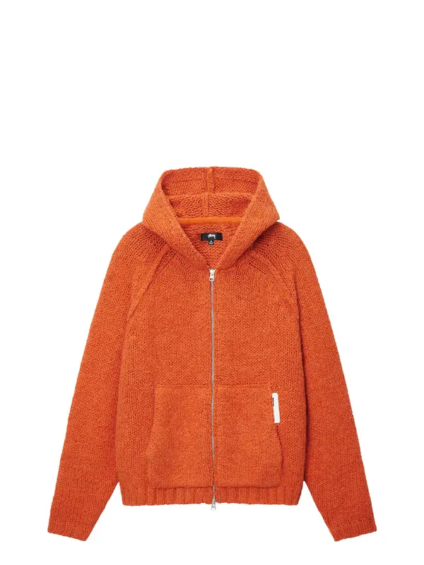 StÜssy Chunky Knit Zip Hoodie - Orange