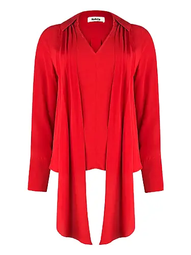 RO&ZO Tie-neck Woven Top - Red