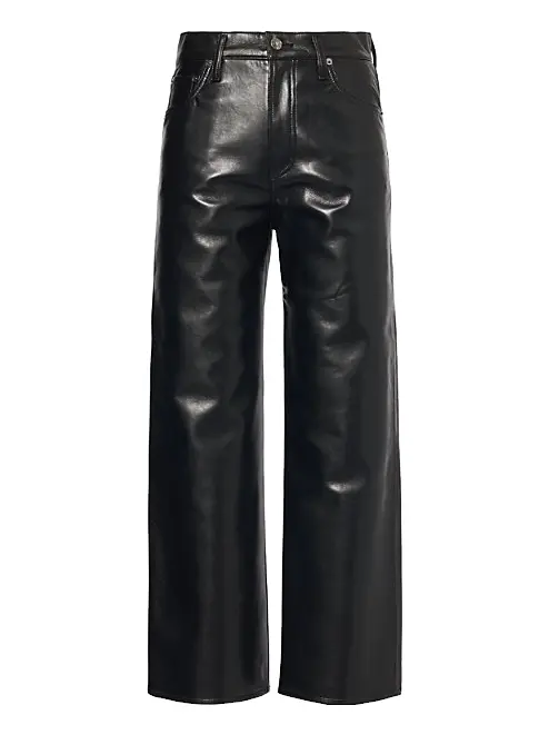 AGOLDE Wide-leg High-rise Leather Trousers - Detox (black)