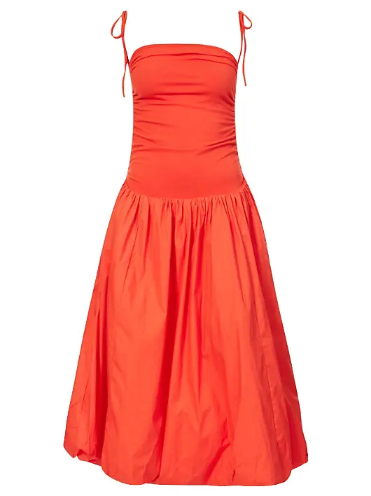 AMY LYNN Alexa Puffed-hem Midi Dress - Orange