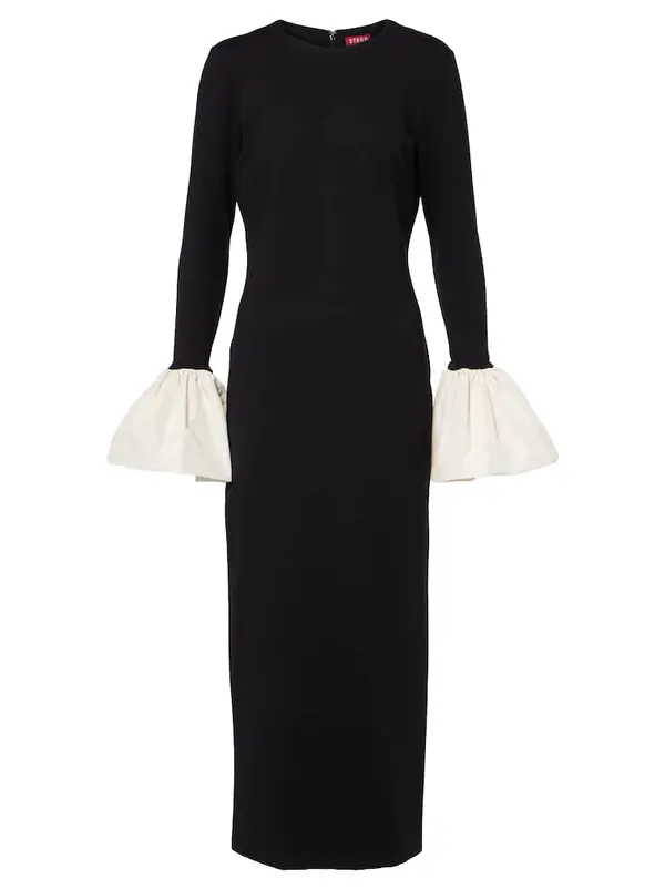 Staud Hawthorne Maxi Dress With Taffeta Trim - Black