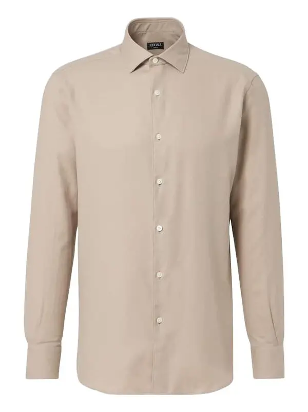 Zegna Cotton And Cashmere Shirt - Beige