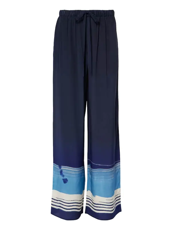 Sir The Label Mariner Printed Wide-leg Pants - Blue