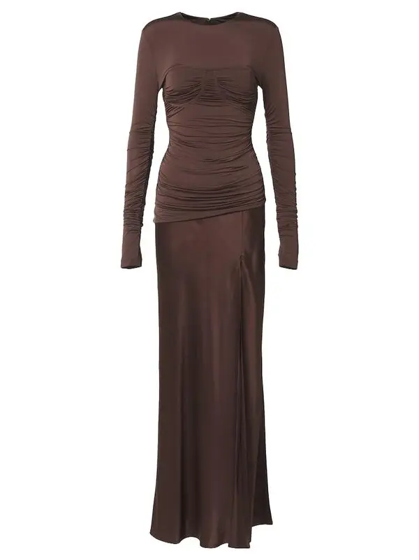 SIR. Alessia Draped Maxi Dress - Brown