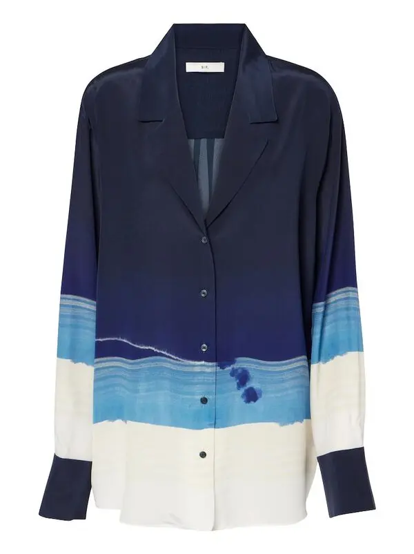 SIR. Mariner Printed Silk Crêpe De Chine Shirt - Blue