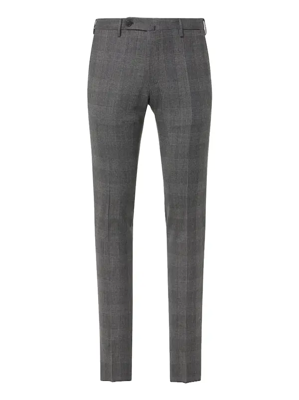 SLOWEAR Incotex Slim Fit Checked Wool-cashmere Trousers - Grey