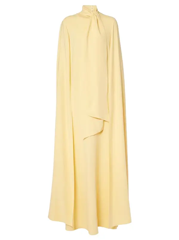 Oscar De La Renta Caped Silk-blend Gown - Yellow