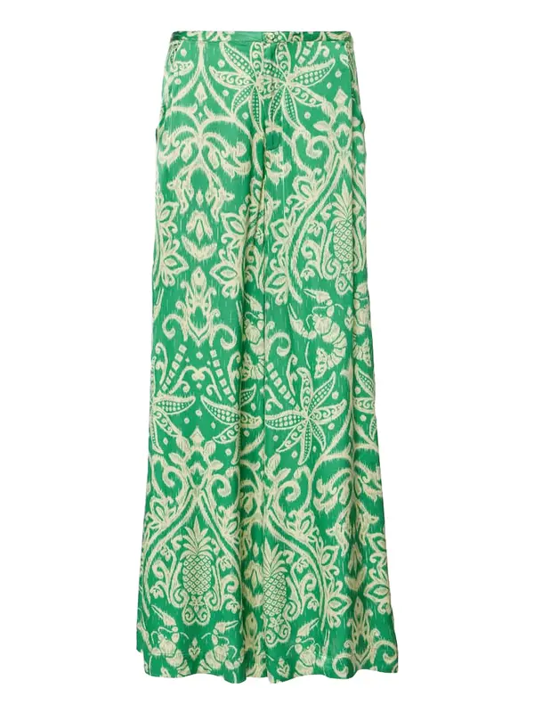 Poupette St Barth Clea Printed Wide-leg Pants - Green