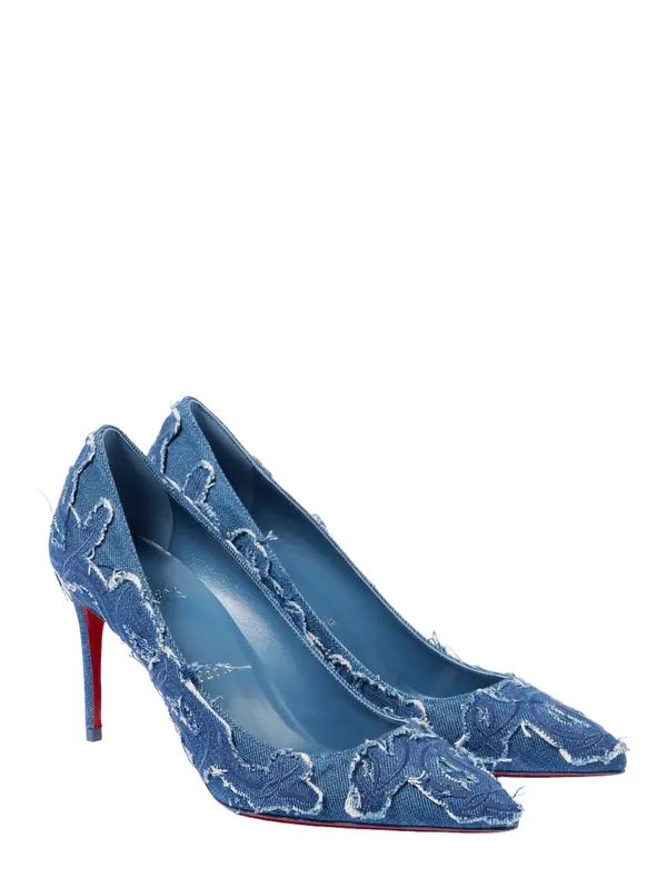 CHRISTIAN LOUBOUTIN Kate 85 Denim Pumps - Blue