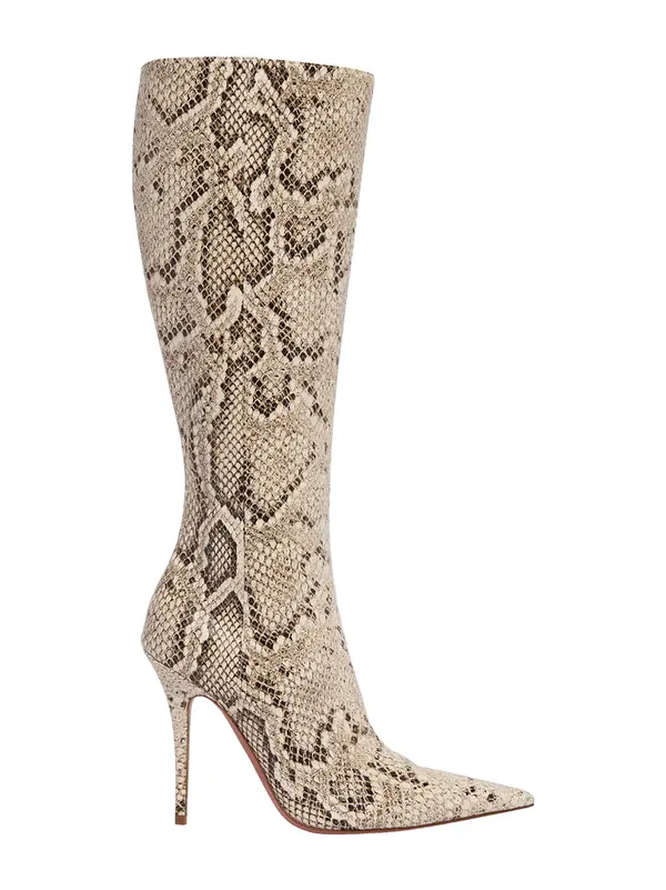 Amina Muaddi Barbara Snake-embossed Stiletto Boots - Python Prnt Shiny Snake