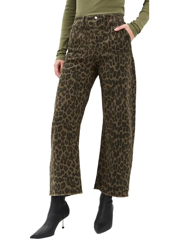 LE JEAN Utility Soft Barrel Jeans - Dark Leopard