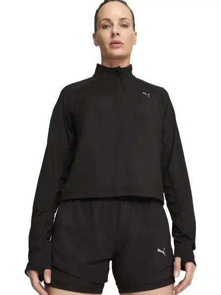 PUMA Run Cloudspun Quarter-zip Top - Black