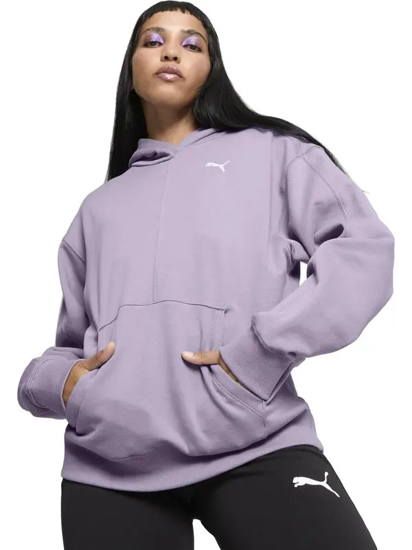 PUMA Relaxed Fit French Terry Hoodie - Purple