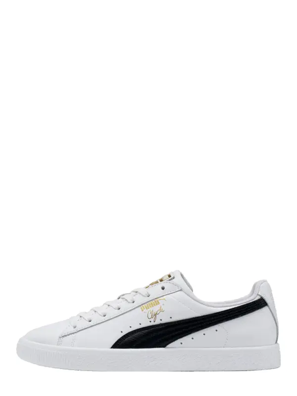PUMA Clyde Core Foil Sneakers - White- Black- Team Gold