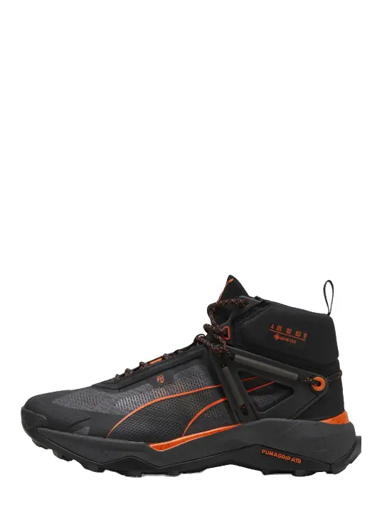 PUMA Explore Nitro Mid Gore-tex Hiking Shoes - Black-gray Skies-flame Flicker