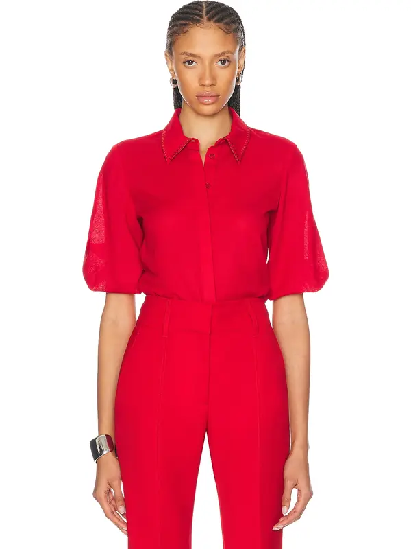 Gabriela Hearst Hadley Button-down Top - Scarlet Red