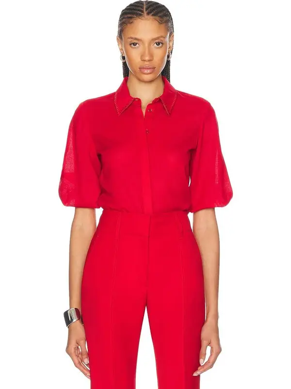 Gabriela Hearst Hadley Button-down Top - Scarlet Red