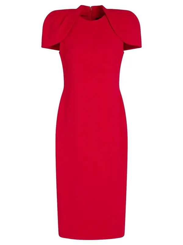 Badgley Mischka Cape-effect Stretch-crepe Midi Dress - Red