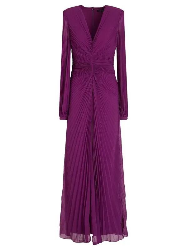 Badgley Mischka Plissé Georgette Gown - Violet