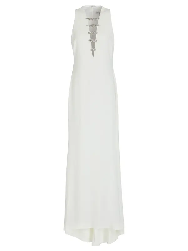 Badgley Mischka Embellished Stretch-crepe Gown - White
