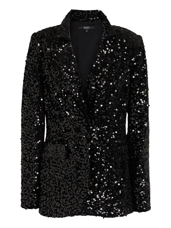 Badgley Mischka Sequined Velvet Blazer - Black