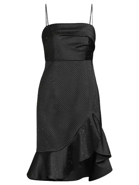 UNGARO Xandra Hotfix Satin Sleeveless Minidress - Black