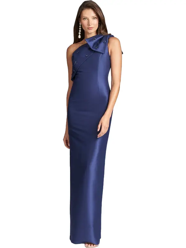 Sachin & Babi Olivia One-shoulder Embellished Gown - Denim