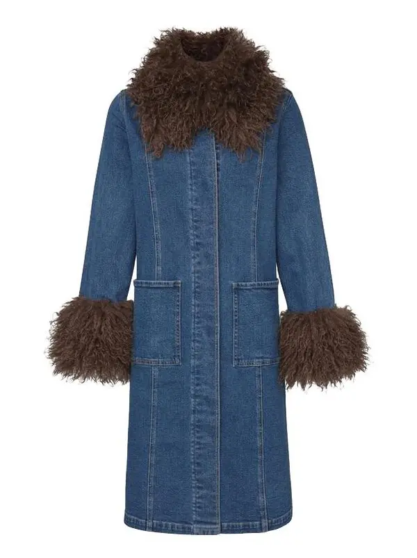 TT STUDIOS Penny Jacket With Fur Trim - Denim