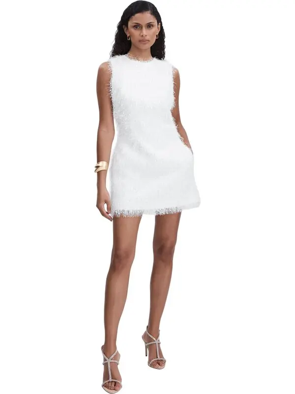 Anna Quan Raven Feather Knit Mini Dress - White