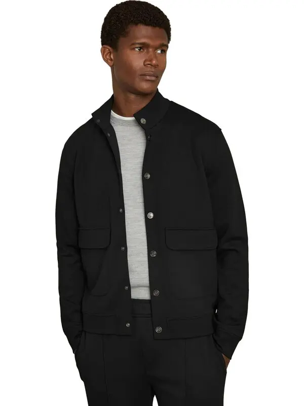 REISS Roman Interlock Jacket - Black