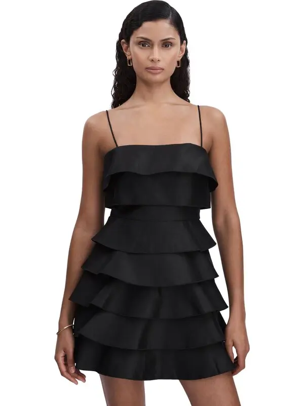 Acler Tiered Frill Mini Dress - Black