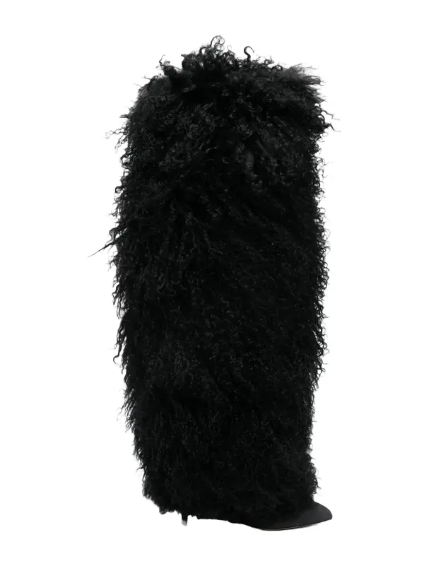 Paris Texas 105mm Furry Boots - Black