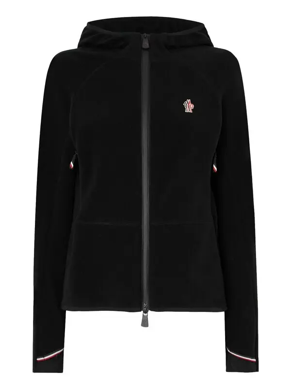 Moncler Appliquéd Hooded Fleece Jacket - Black