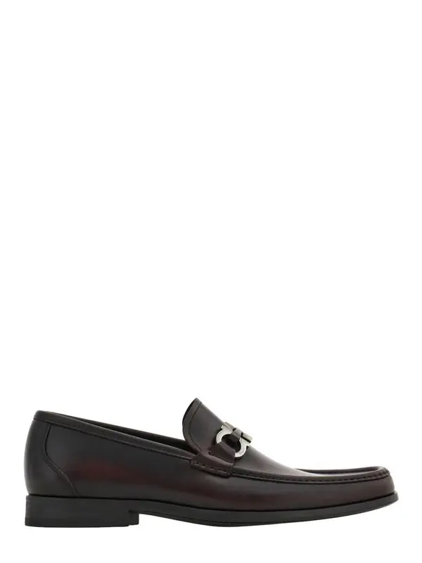 FERRAGAMO Gancini-plaque Loafers - Brown