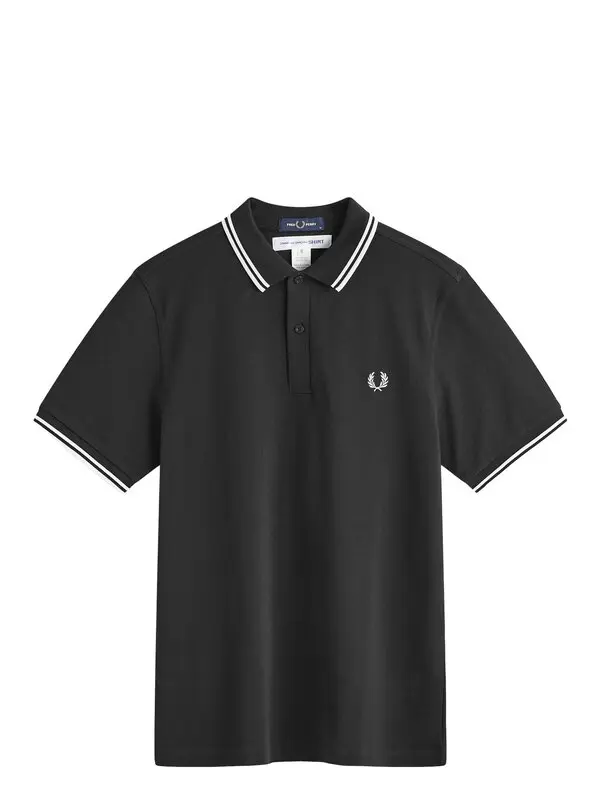 Comme Des Garçons X Fred Perry Tipped Back Print Polo - Black