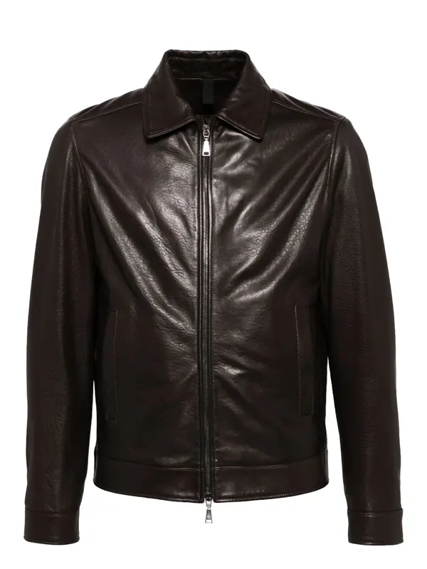 Tagliatore Zip-up Leather Jacket - Brown