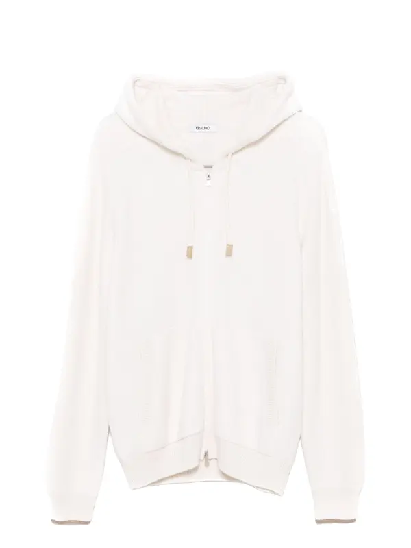 ERALDO Ribbed-knit Hoodie - Neutrals