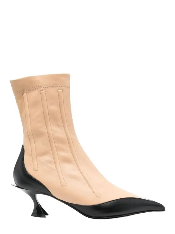 MUGLER 55mm Fang Ankle Boots - Neutrals