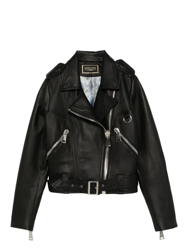 MITILIANE COUTURE Leather Biker Jacket - Black