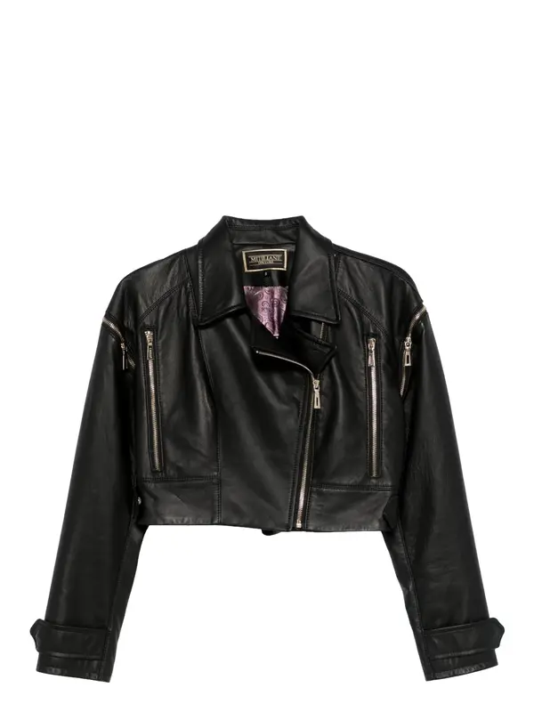 MITILIANE COUTURE Detachable-sleeves Leather Jacket - Black