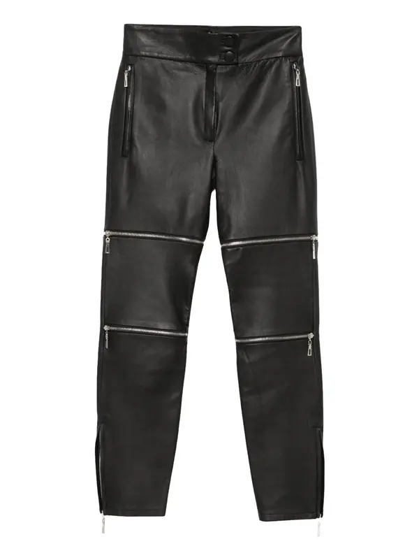 MITILIANE COUTURE Zip-detailed Leather Trousers - Black