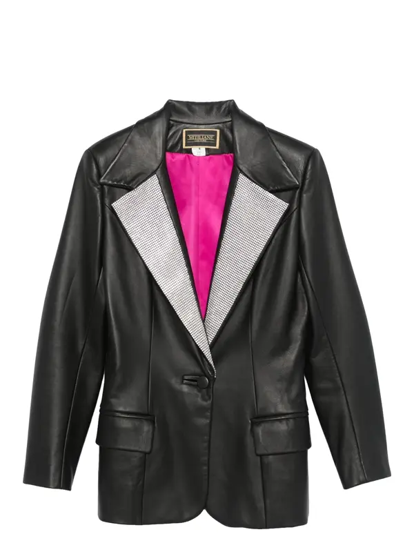 MITILIANE COUTURE Crystal-embellished Faux-leather Blazer - Black