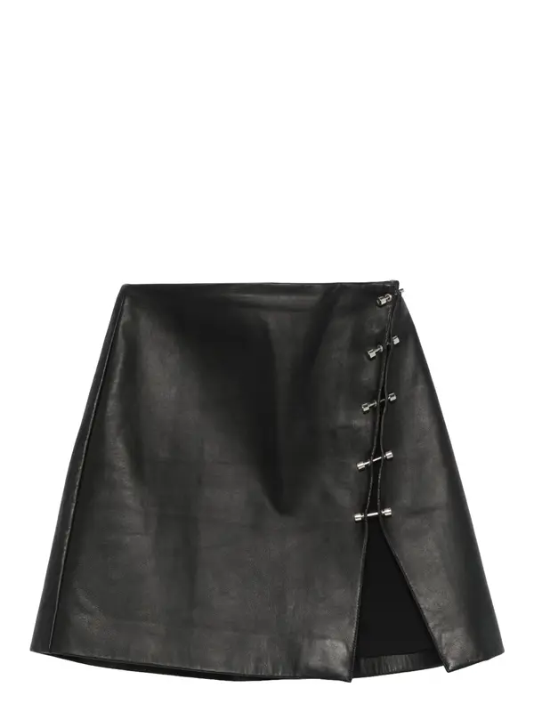 MITILIANE COUTURE Piercing-detail Leather A-line Skirt - Black