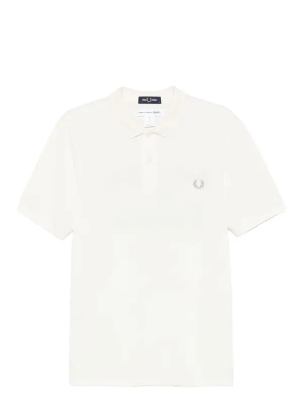 Comme Des Garçons X Fred Perry Slogan-print Polo Shirt - Neutrals