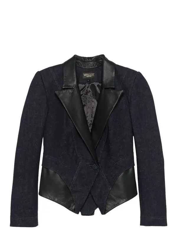 MITILIANE COUTURE Leather-inserts Panelled Blazer - Black
