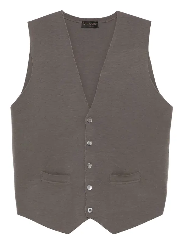 DELL'OGLIO V-neck Fine-knit Vest - Grey