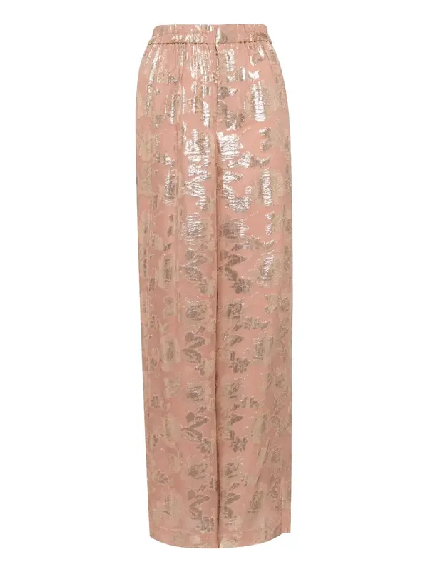 Biyan Floral-jacquard Trousers - Pink