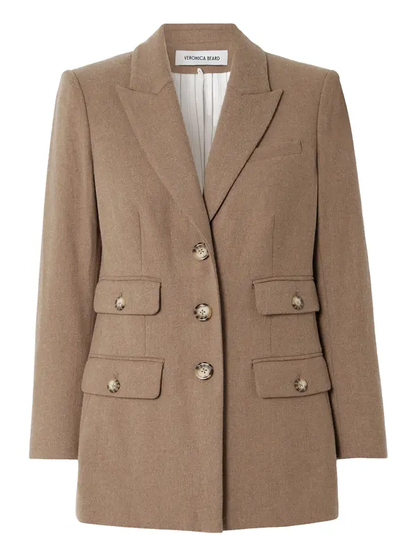 Veronica Beard Nalani Dickey Brushed-twill Blazer - Brown